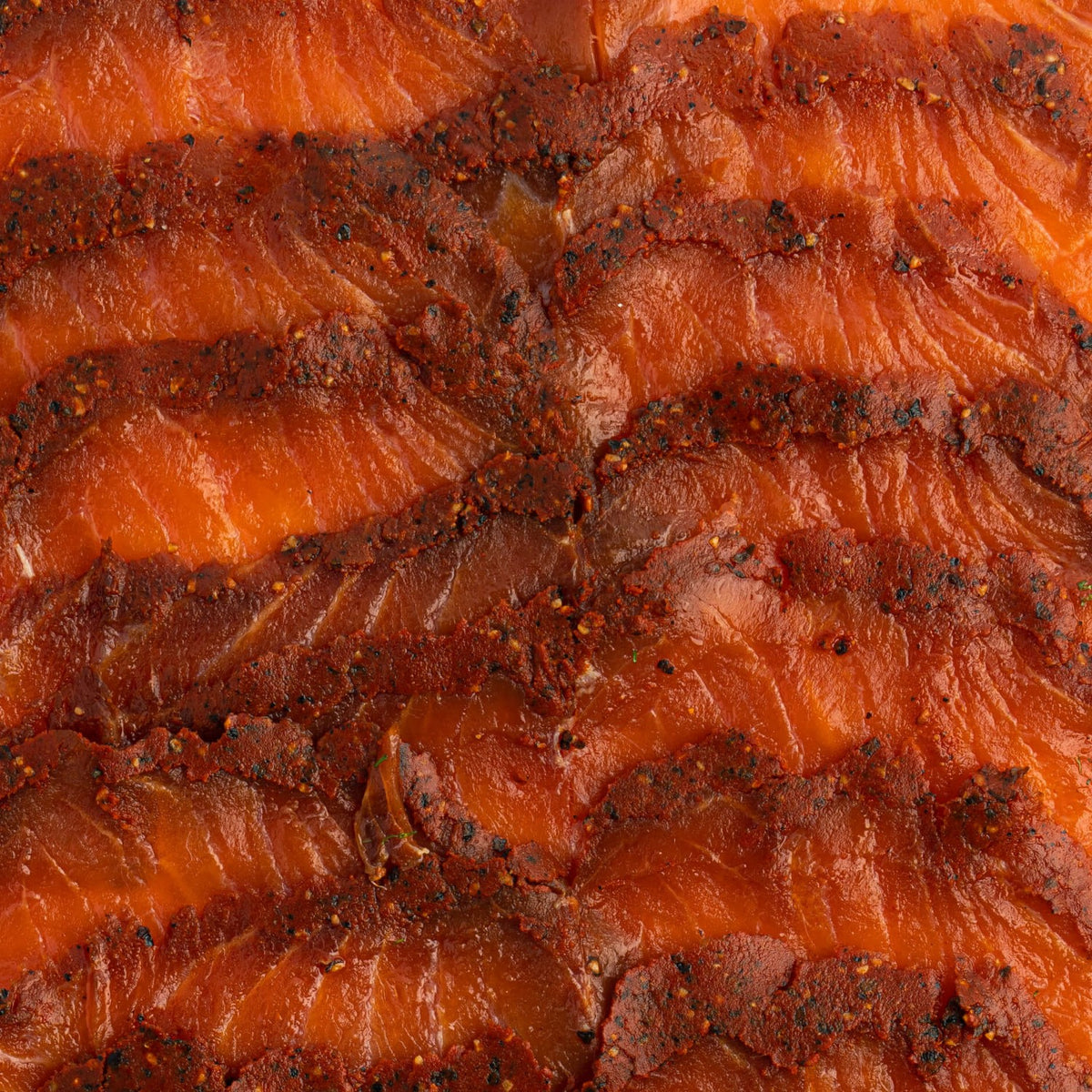 Pre-Sliced David Burke Pastrami Smoked Salmon (1 lb.) - Acme Smoked Fish