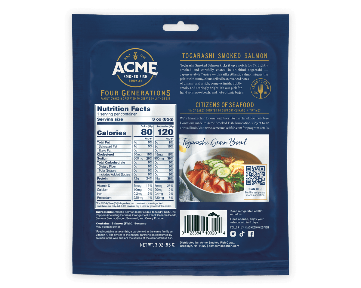 3 oz. Togarashi Smoked Salmon - Acme Smoked Fish