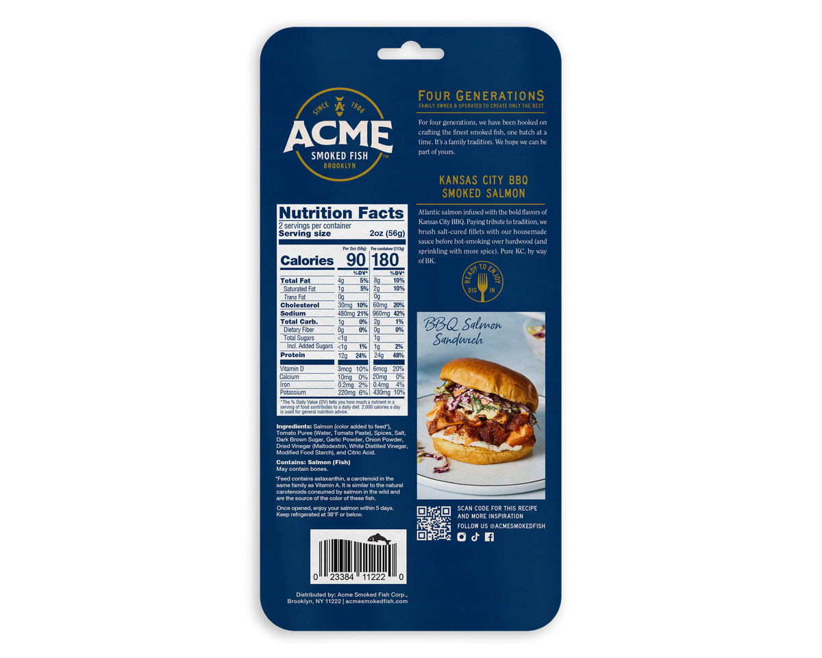 Kansas City BBQ Smoked Salmon (4 oz.) - Acme Smoked Fish