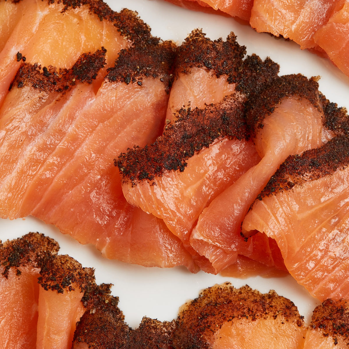 Pre-Sliced Pastrami Smoked Salmon (1 lb.) - Acme Smoked Fish